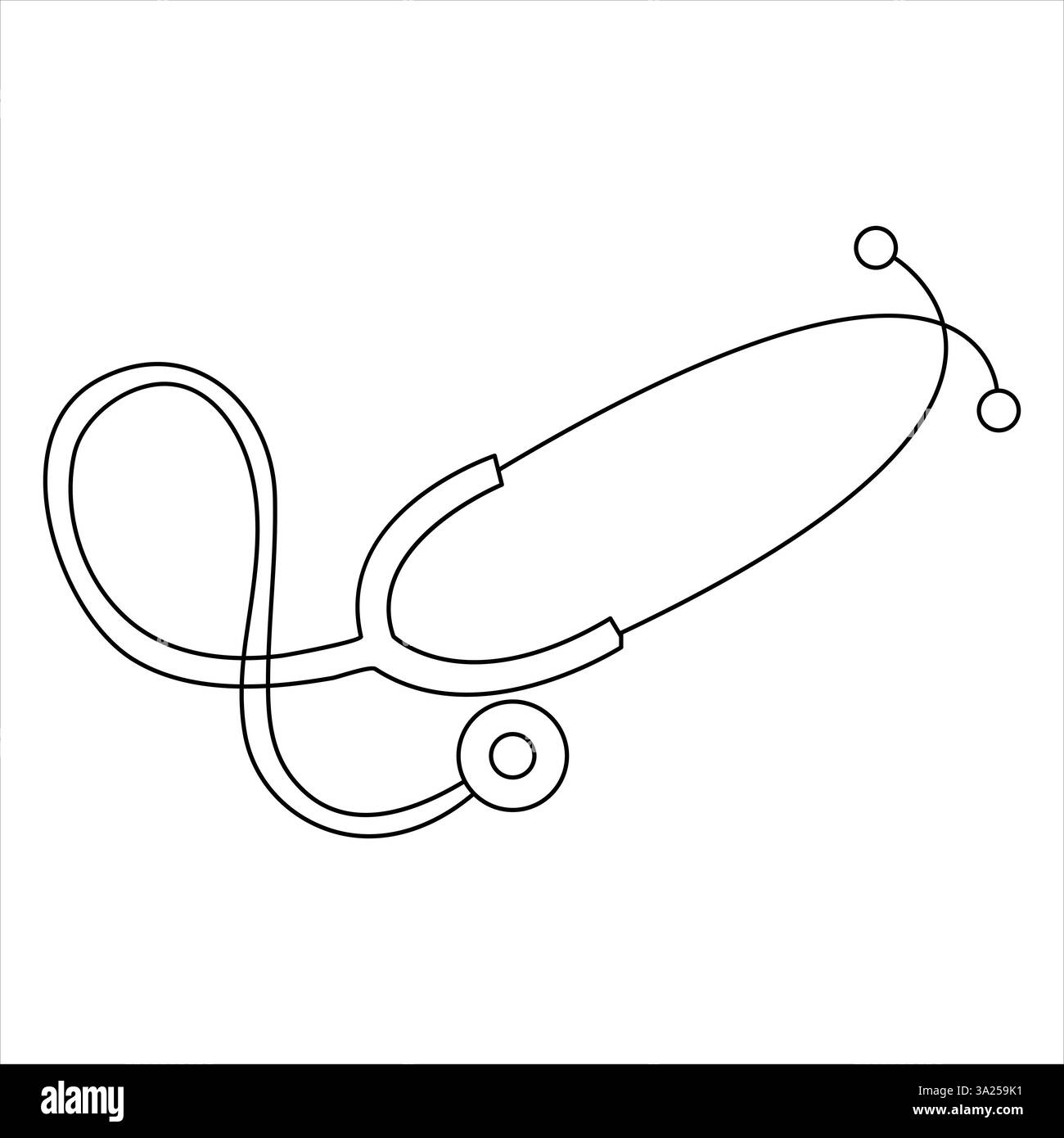 Continuous one line hand drawing of stethoscope outline vector icon and ...