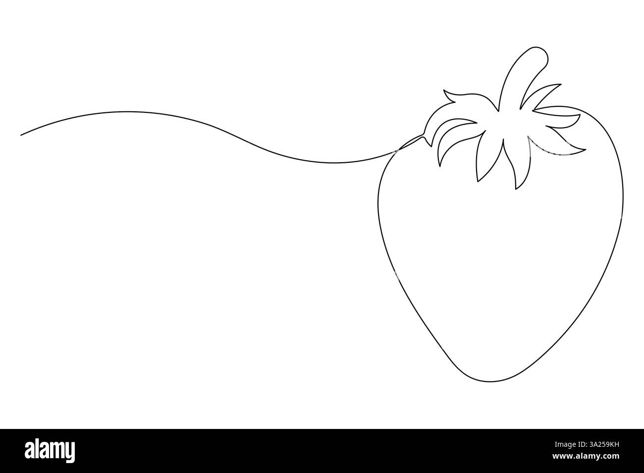 Single continuous line drawing of organic strawberry for fruit icon ...