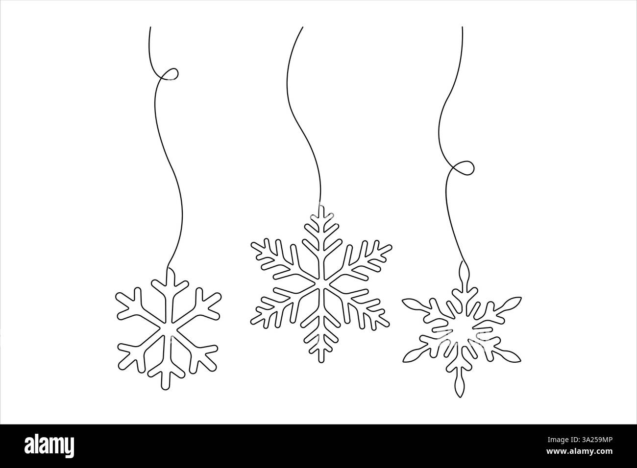 Continuous one line set of snowflakes, winter theme Stock Vector Image ...