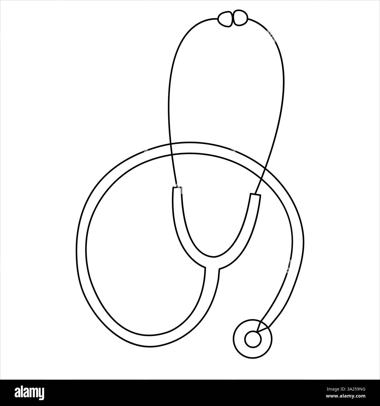 Continuous one line hand drawing of stethoscope outline vector icon and ...