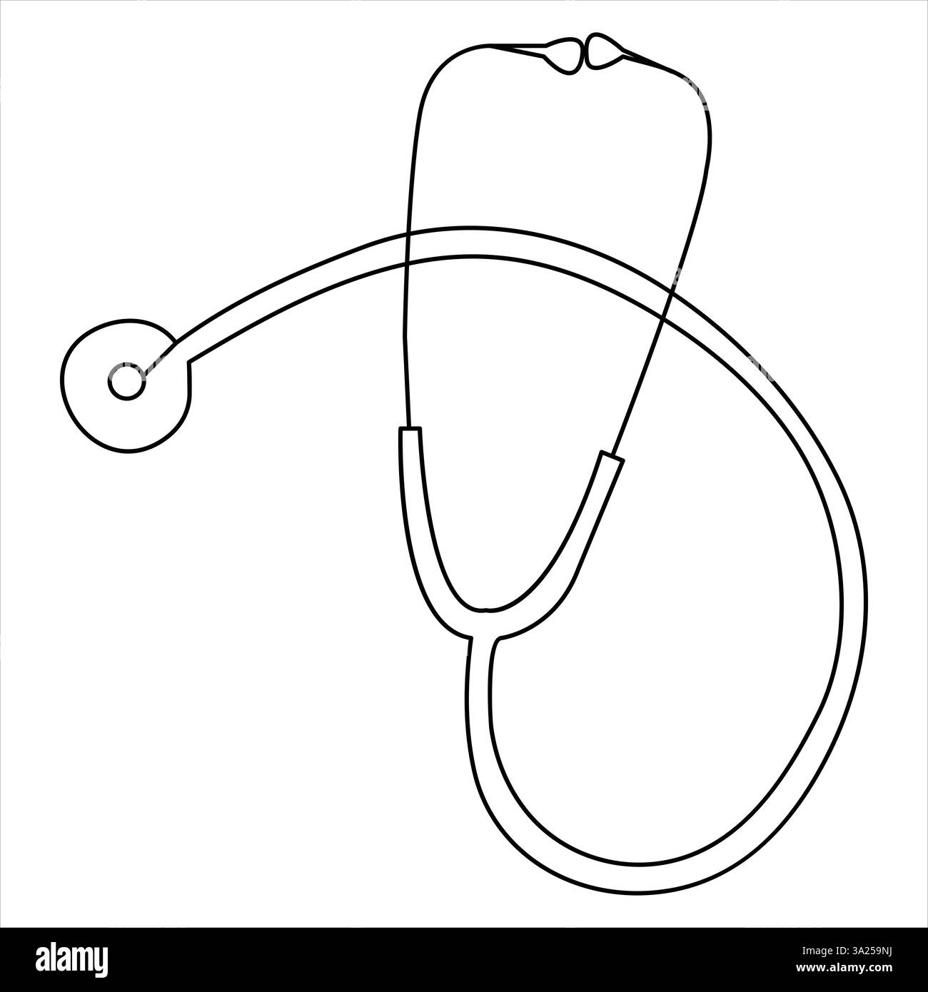 Continuous one line hand drawing of stethoscope outline vector icon and ...