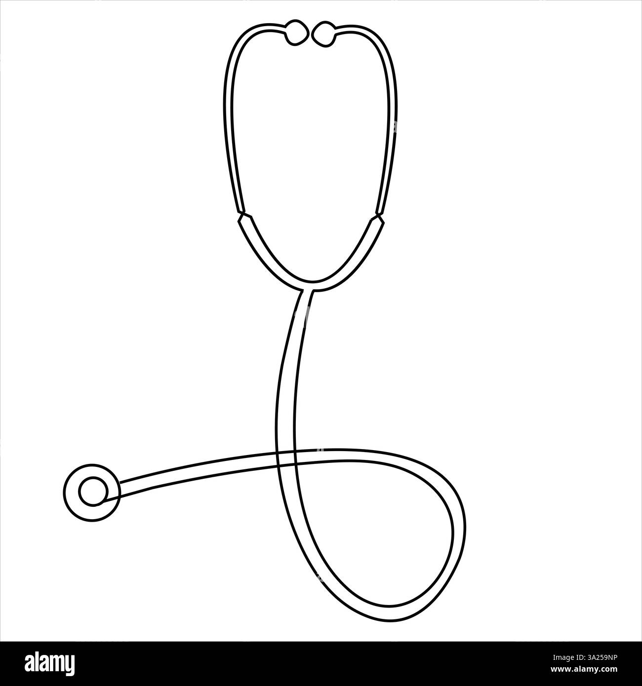 Continuous one line hand drawing of stethoscope outline vector icon and ...