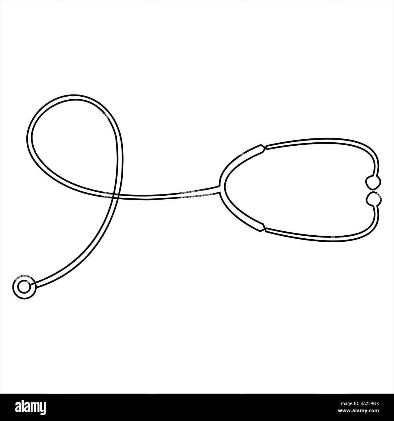 Continuous one line hand drawing of stethoscope outline vector icon and ...