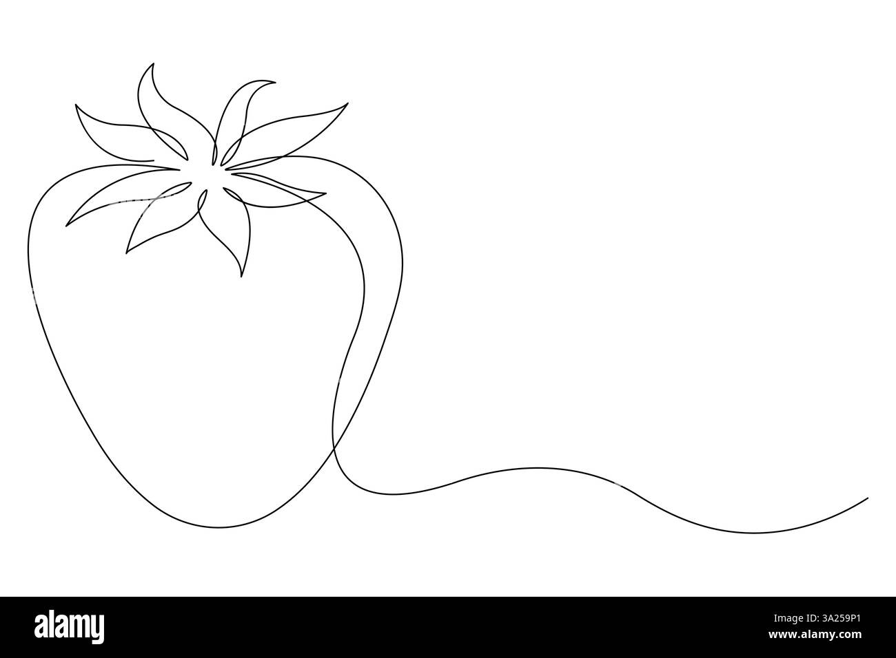Single continuous line drawing of organic strawberry for fruit icon ...