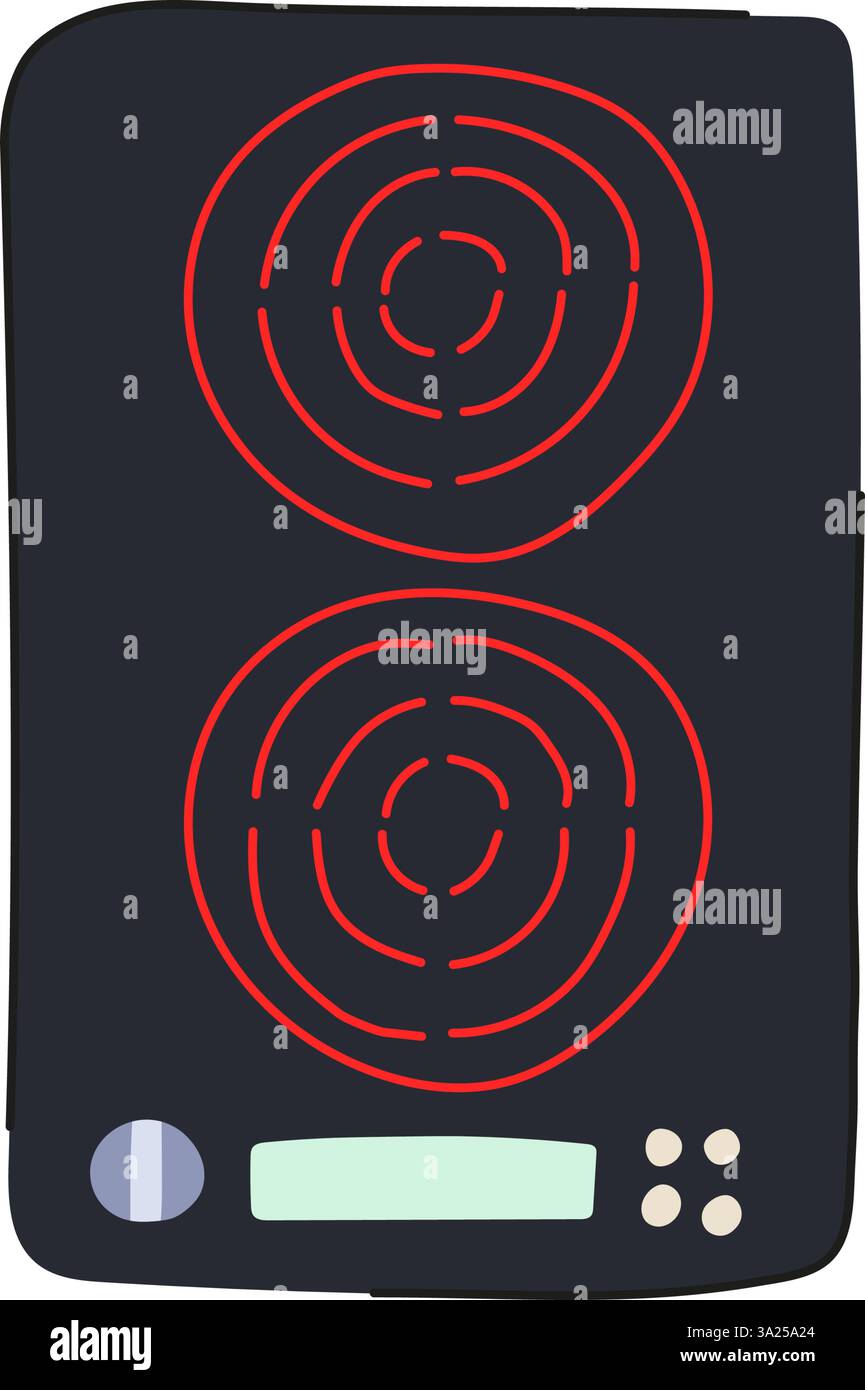 burner introduction cooktop cartoon vector illustration Stock Vector ...