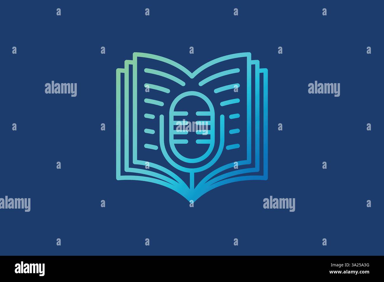 Audio Education Logo with Abstract Book and Microphone Record Sign ...