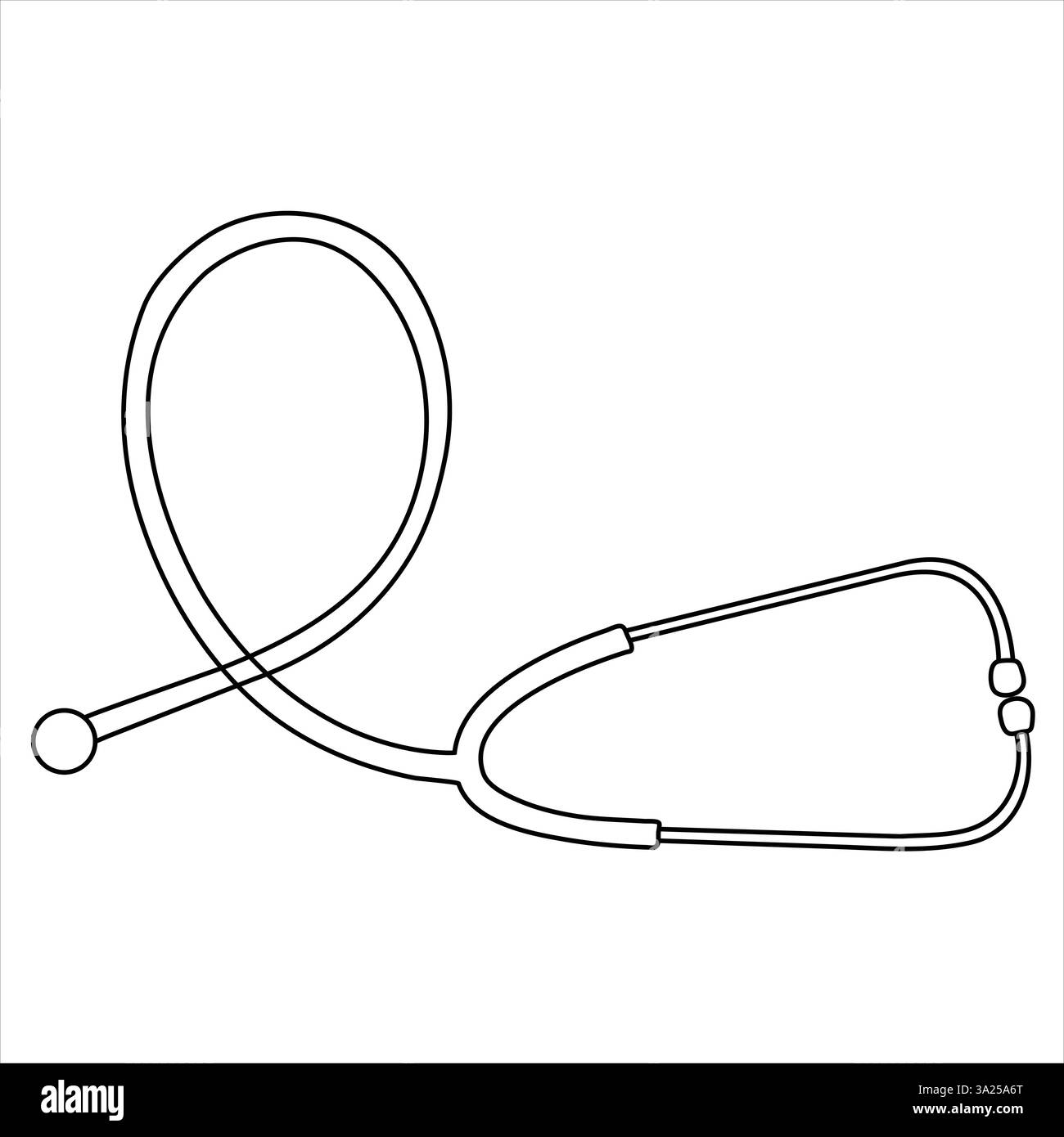 Continuous one line hand drawing of stethoscope outline vector icon and ...