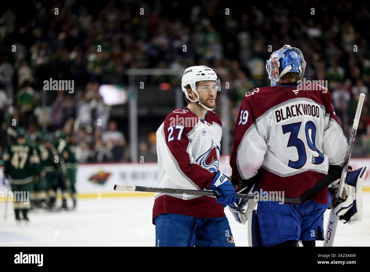 Colorado Avalanche left wing Jonathan Drouin (27) and goaltender ...