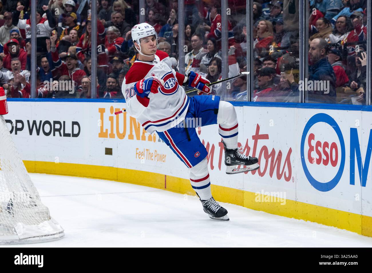 Montreal Canadiens' Juraj Slafkovsky (20) celebrates his goal against ...
