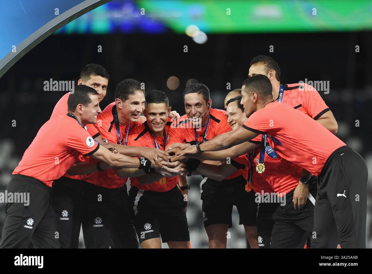Rio de Janeiro, Brazil, February 28, 2025. Referees during a football ...