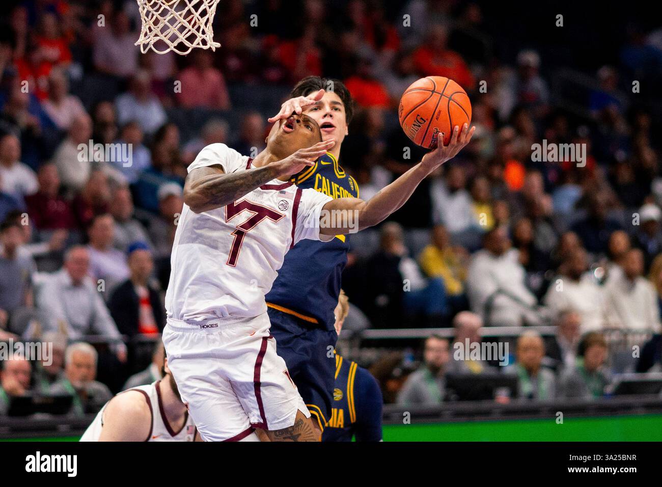 March 11, 2025: Virginia Tech Hokies forward Tobi Lawal (1) gets fouled ...
