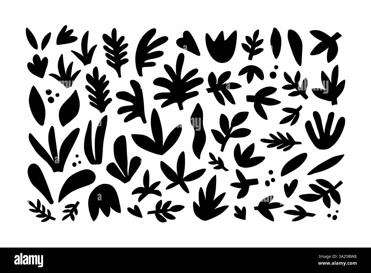 Hand drawn jungle leaf silhouette funky vector set Stock Vector Image ...