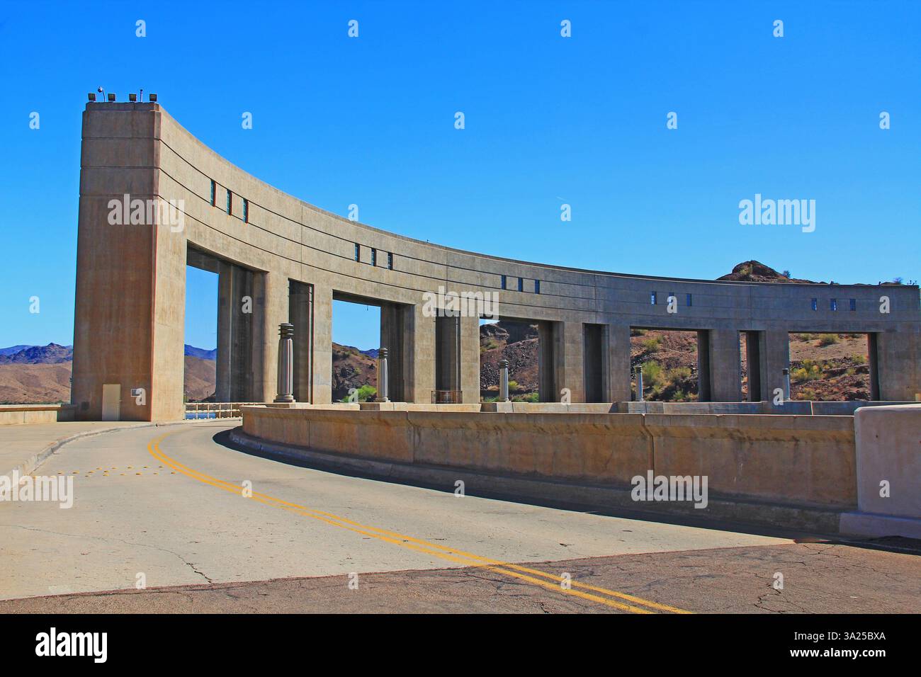 Road Running Across Parker Dam in Parker Dam, California, USA Stock ...