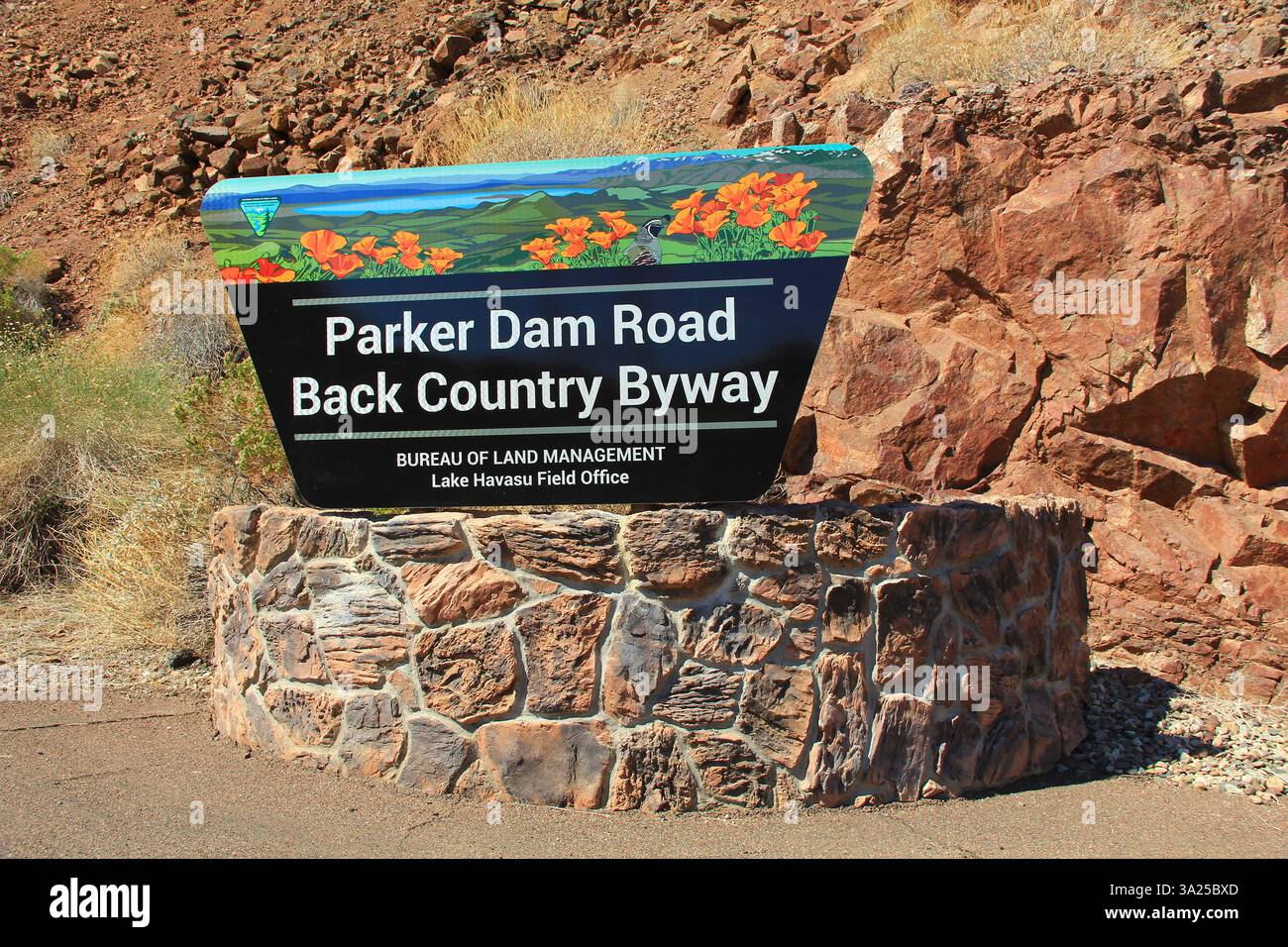 Parker Dam Road Back Country Byway Sign in Parker Dam, California, USA ...