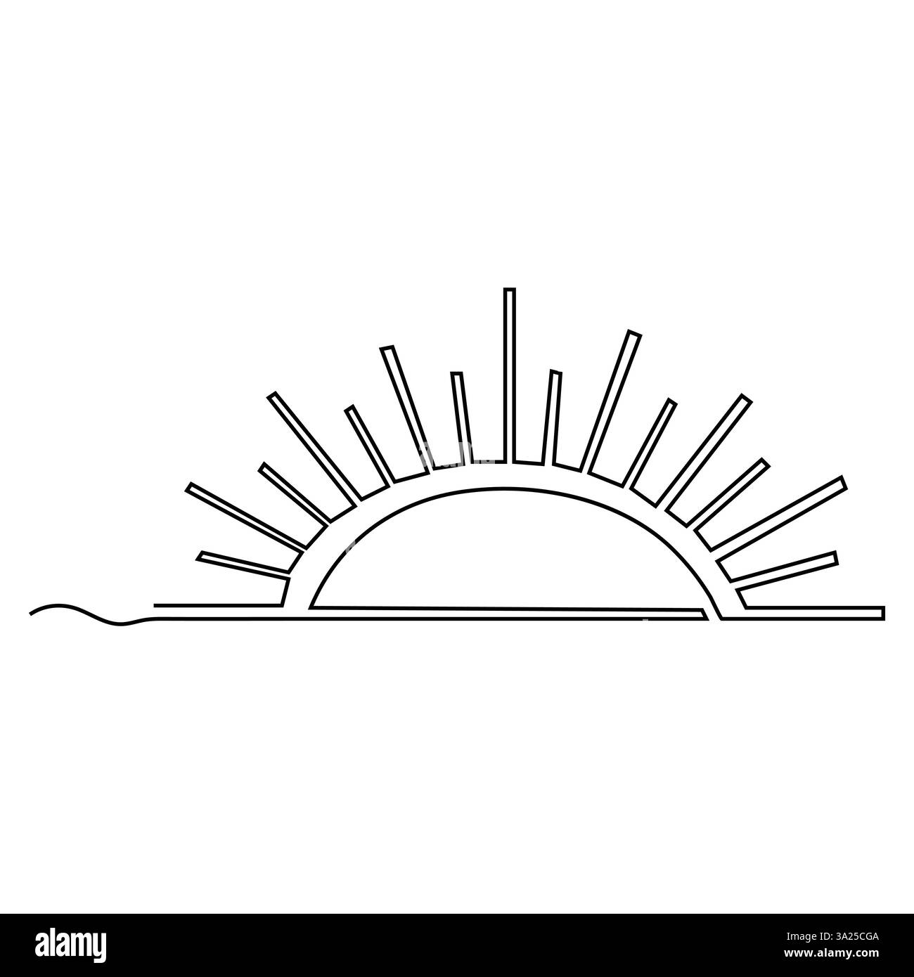 Continuous single line art drawing sun summer outline vector ...