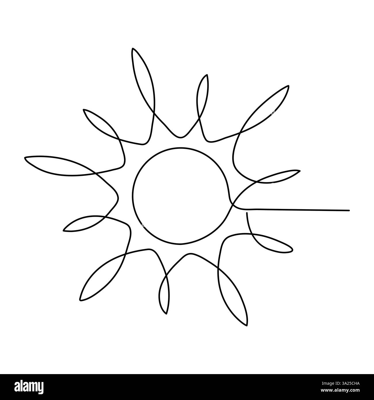 Continuous single line art drawing sun summer outline vector illustration sunrise weather icon ...