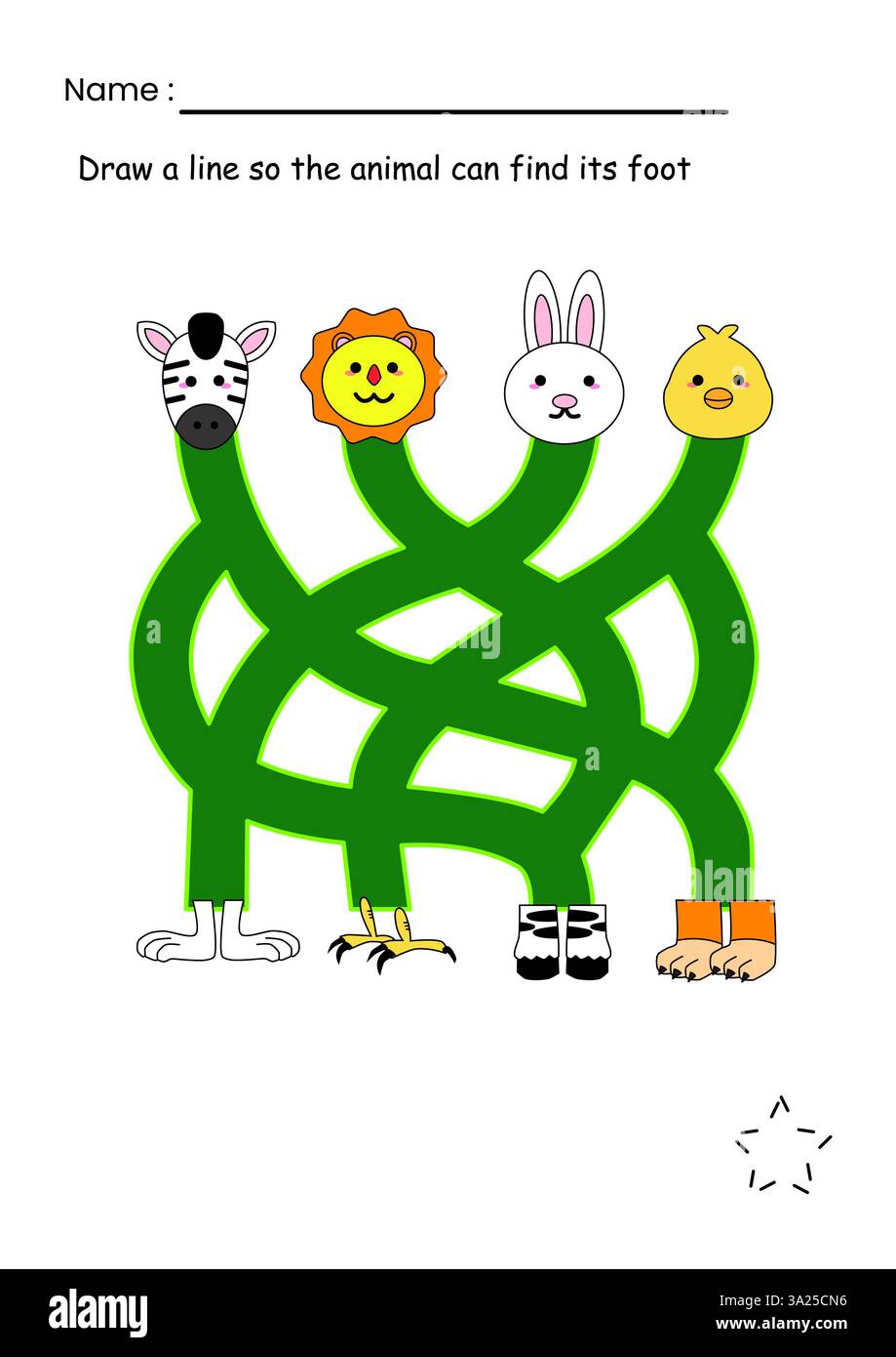 Animal Foot Matching Worksheet for Kids Stock Photo - Alamy