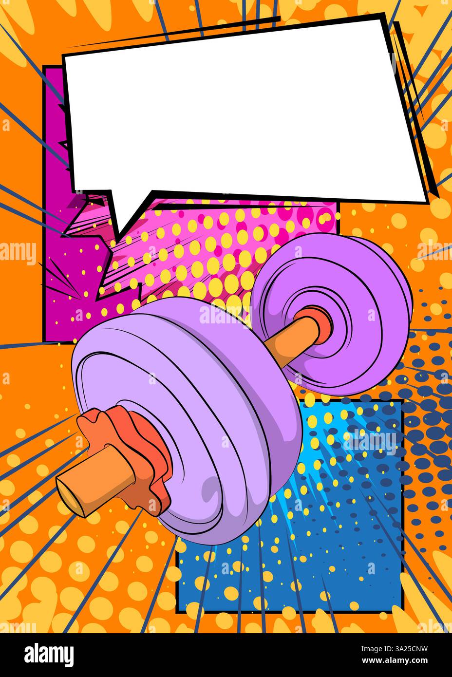 Cartoon Dumbbell with blank speech bubble, comic book Powerlifting ...