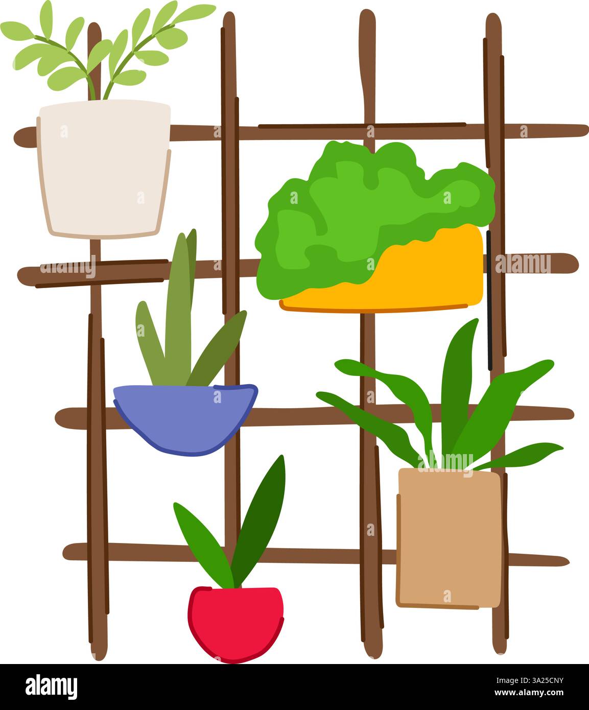 flowers indoor vertical garden cartoon vector illustration Stock Vector ...