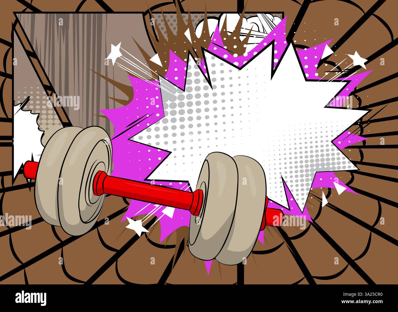 Cartoon Dumbbell with blank speech bubble, comic book Powerlifting ...