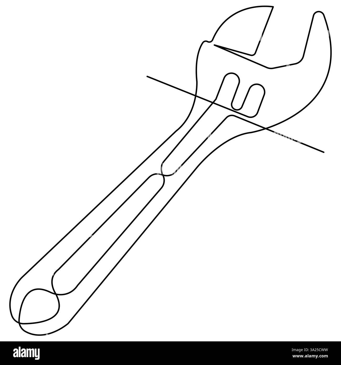 Continuous one line art drawing repair tool icon Service center symbol ...