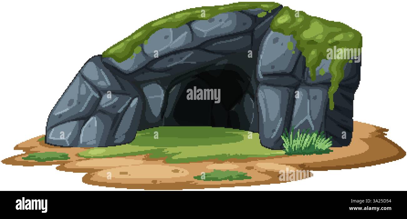Moss covered cave entrance Stock Vector Images - Alamy