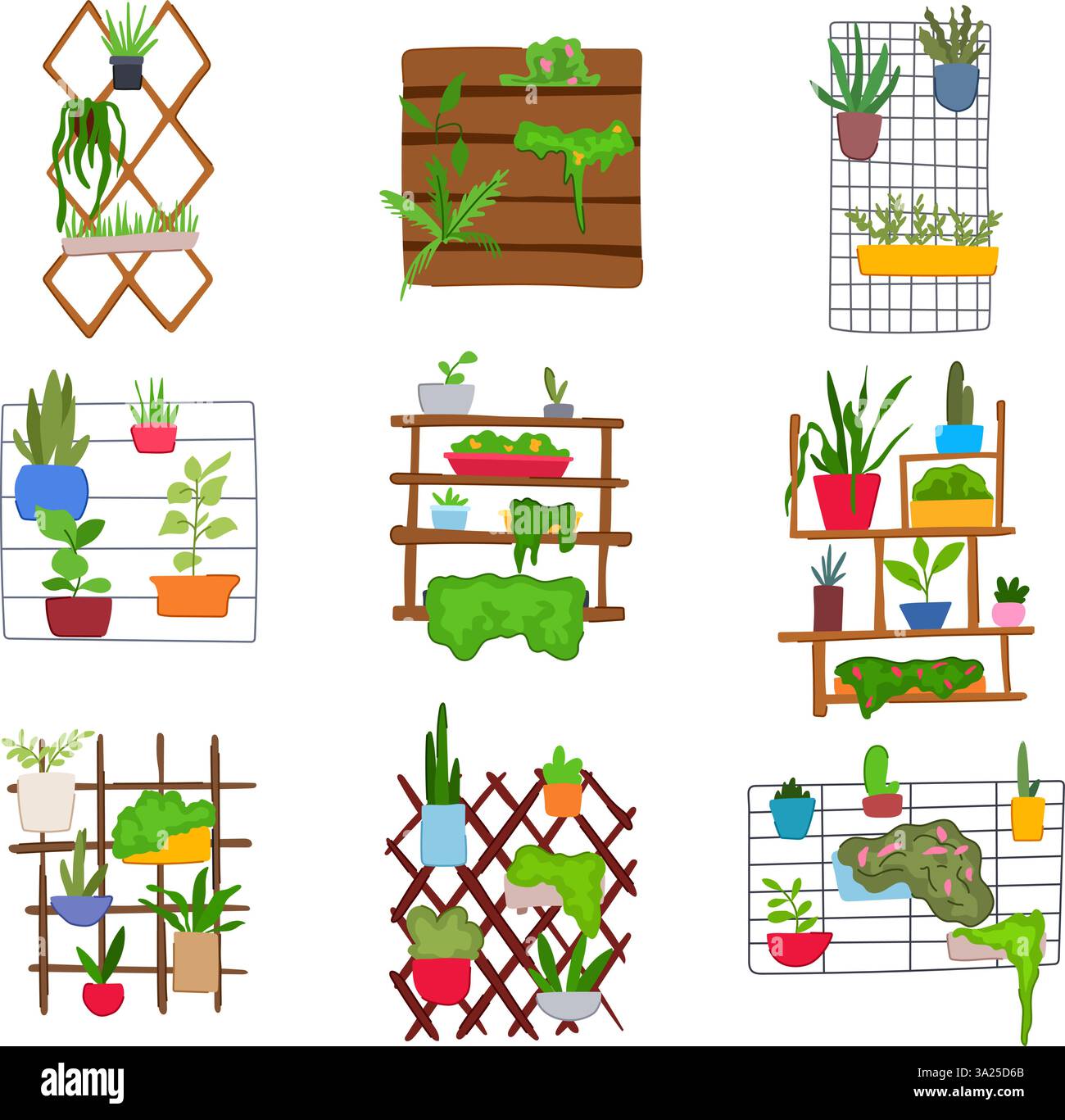 indoor vertical garden set cartoon vector illustration Stock Vector ...