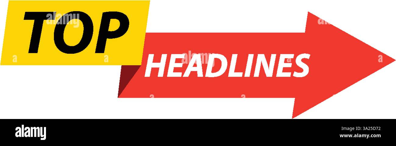 Dynamic vector illustration featuring a red arrow with 'Top Headlines ...