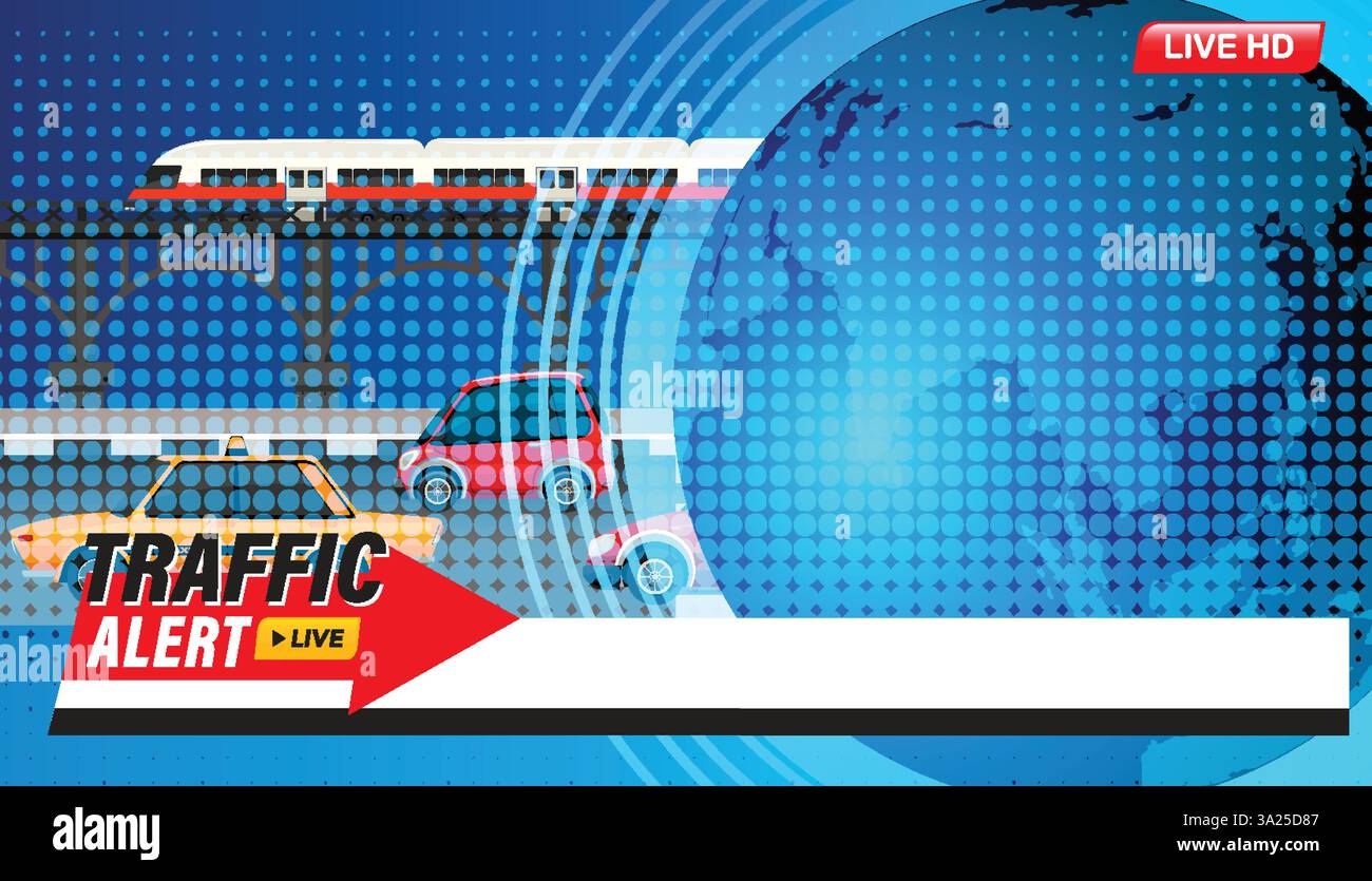 Vector illustration featuring traffic elements with a global theme. Bold colors and modern ...