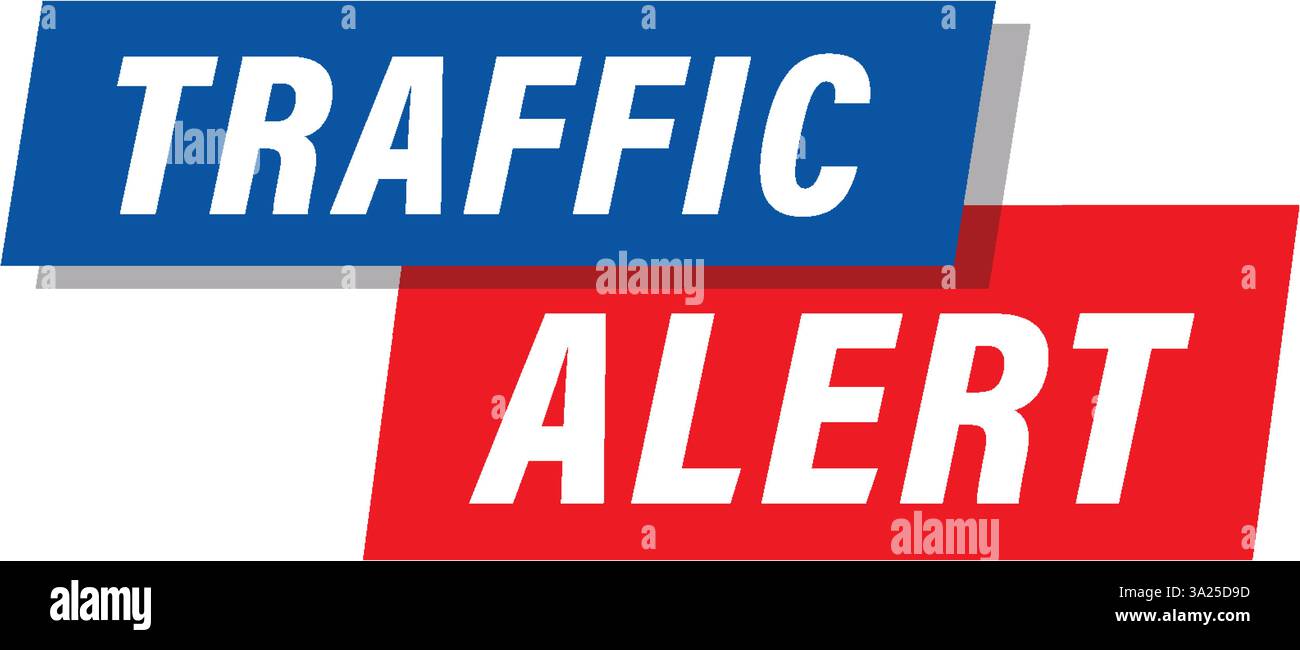 Vector illustration featuring bold text for traffic alerts. Uses ...