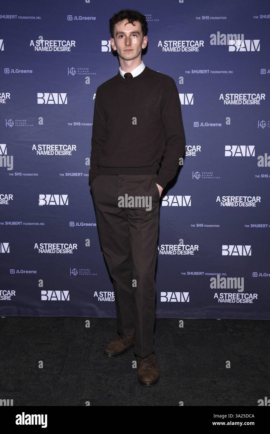 New York, USA. 11th Mar, 2025. Jabez Syke poses during 'A Streetcar Named Desire' Opening Night ...