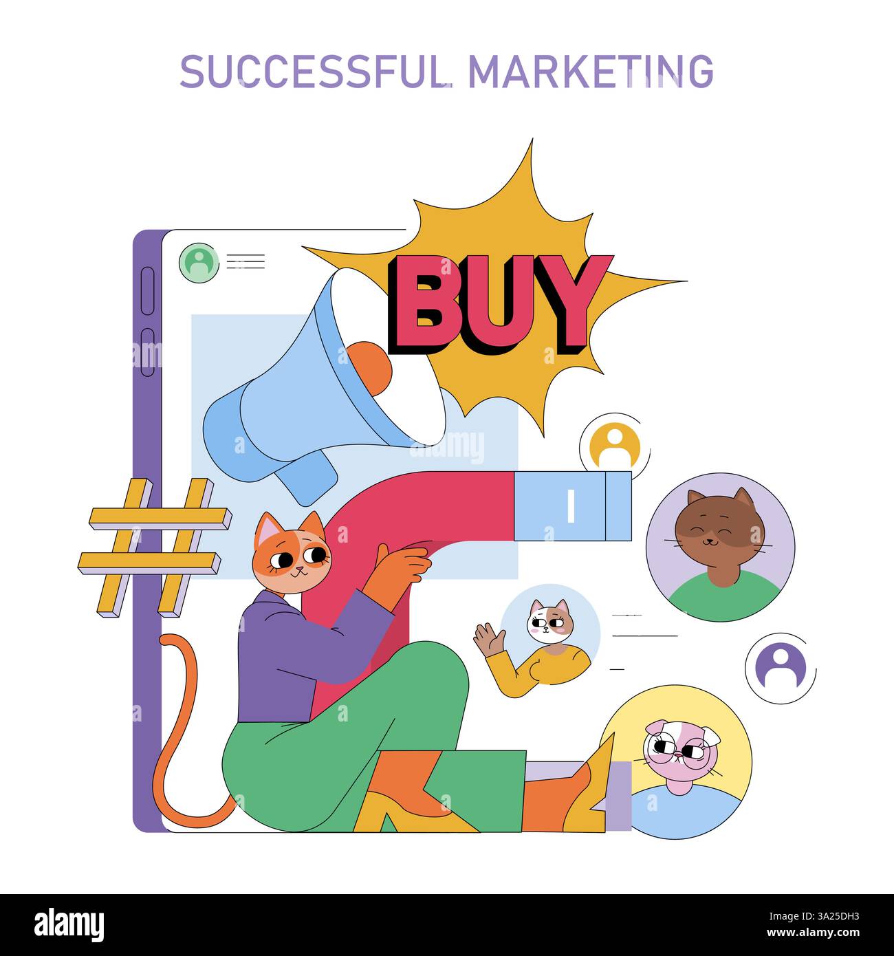 Successful marketing concept. Illustrates a playful approach to drawing ...