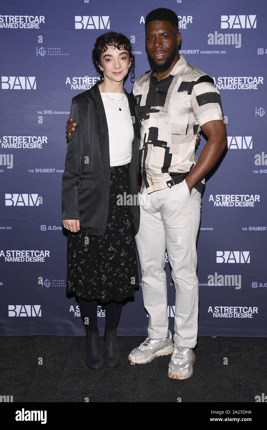 (L-R) Patsy Ferran and Dwane Walcott pose during 'A Streetcar Named ...
