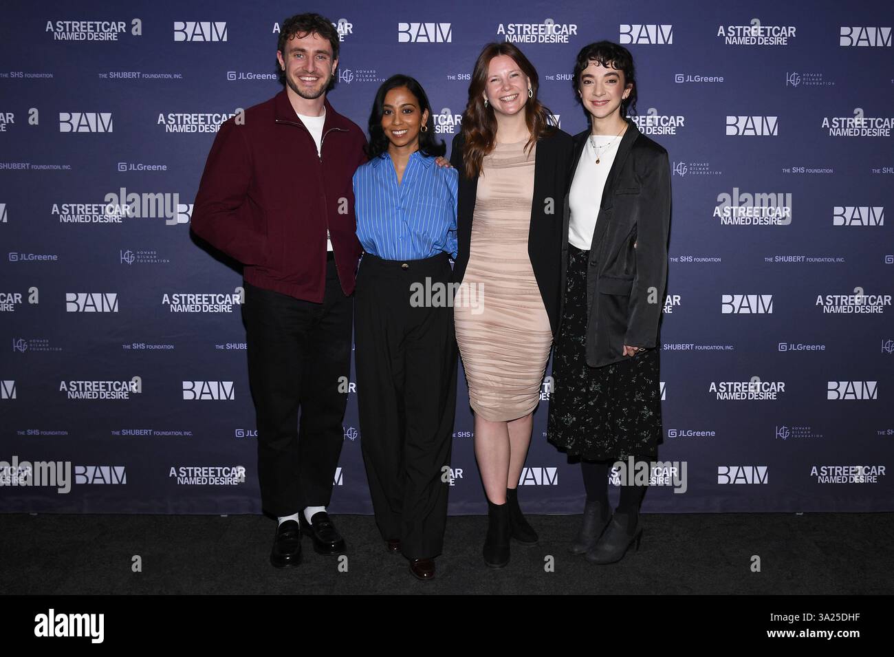 (L-R) Actors Paul Mesca, Anjana Vasan, Rebecca Frecknall and Patsy ...