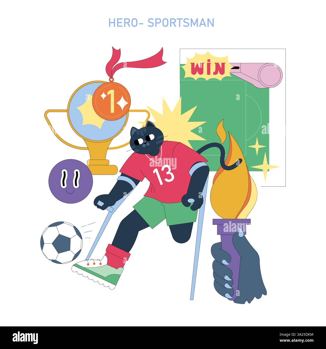 Hero Sportsman concept. This illustration celebrates the spirit of ...