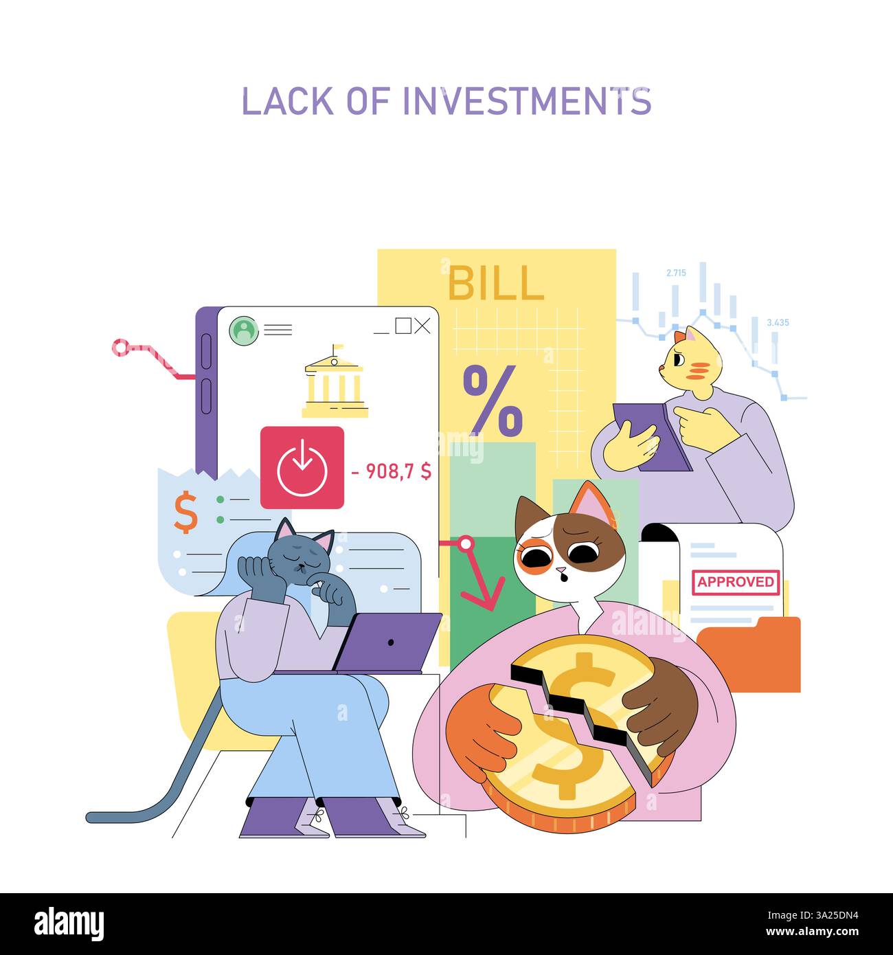 Investment challenges depicted through animal characters interacting ...