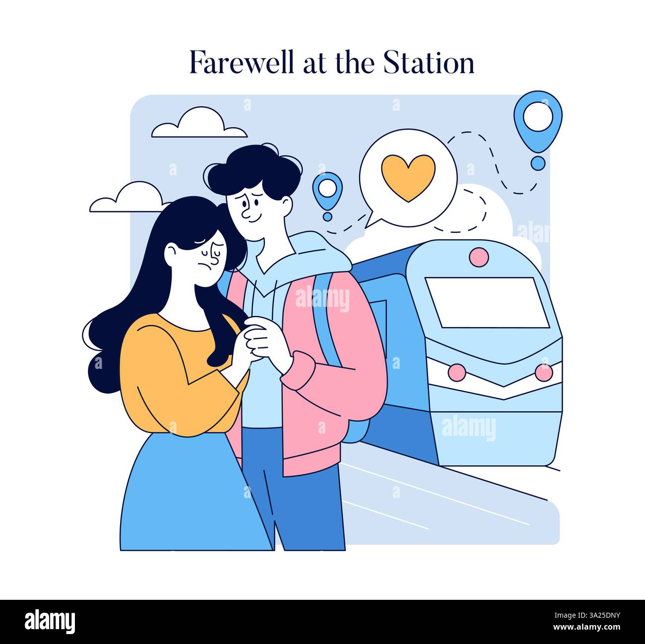 Long Distance Love concept. A heartfelt farewell between two people at ...