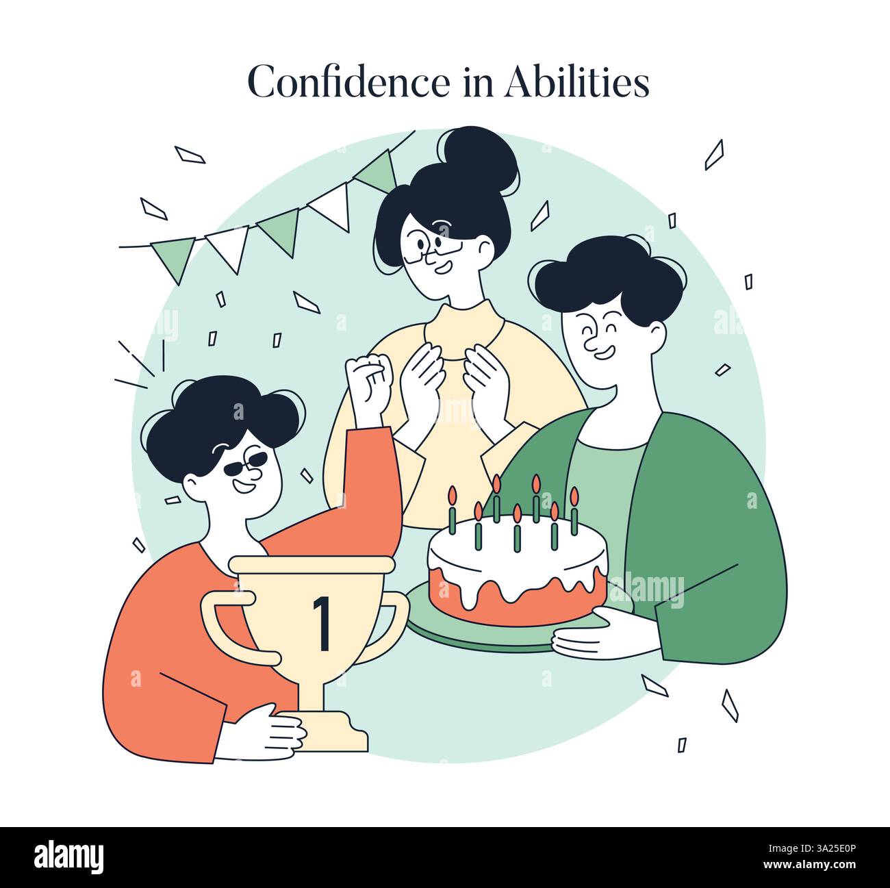 Illustration of a celebration reflecting confidence in abilities ...