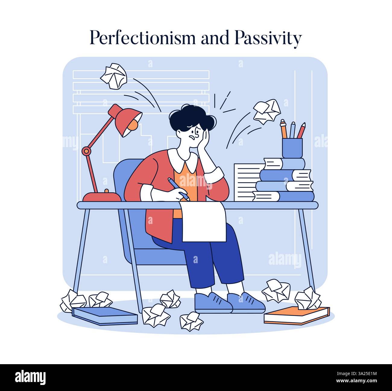 The illustration explores the themes of perfectionism and passivity ...