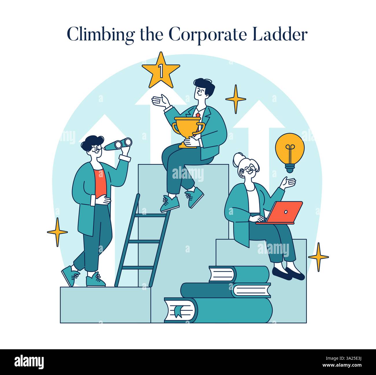 Steps to Career Success concept. Navigating professional advancement through determination and ...