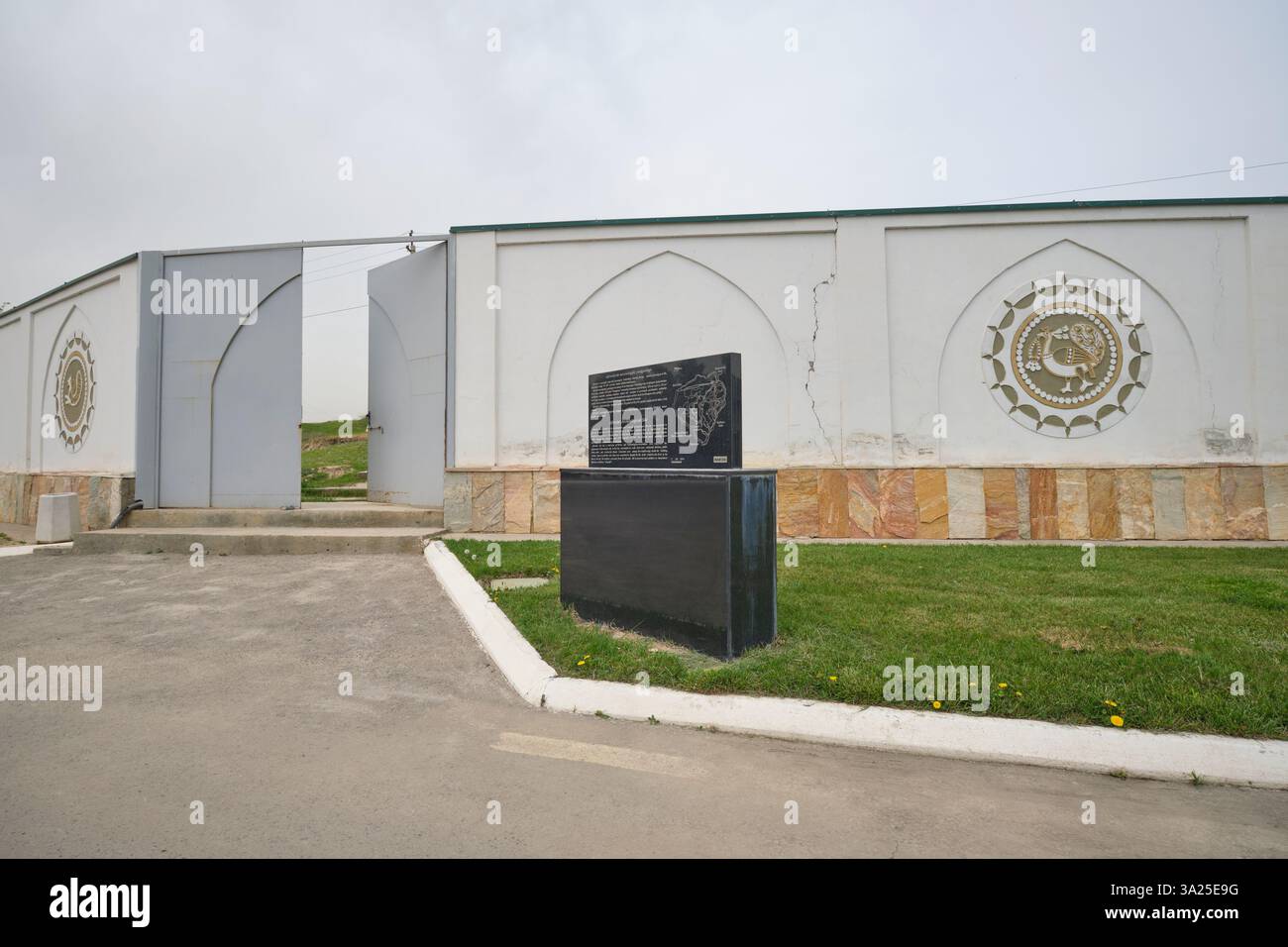 The entrance sign and map at the Afrasiyab Settlement Ruins site in ...