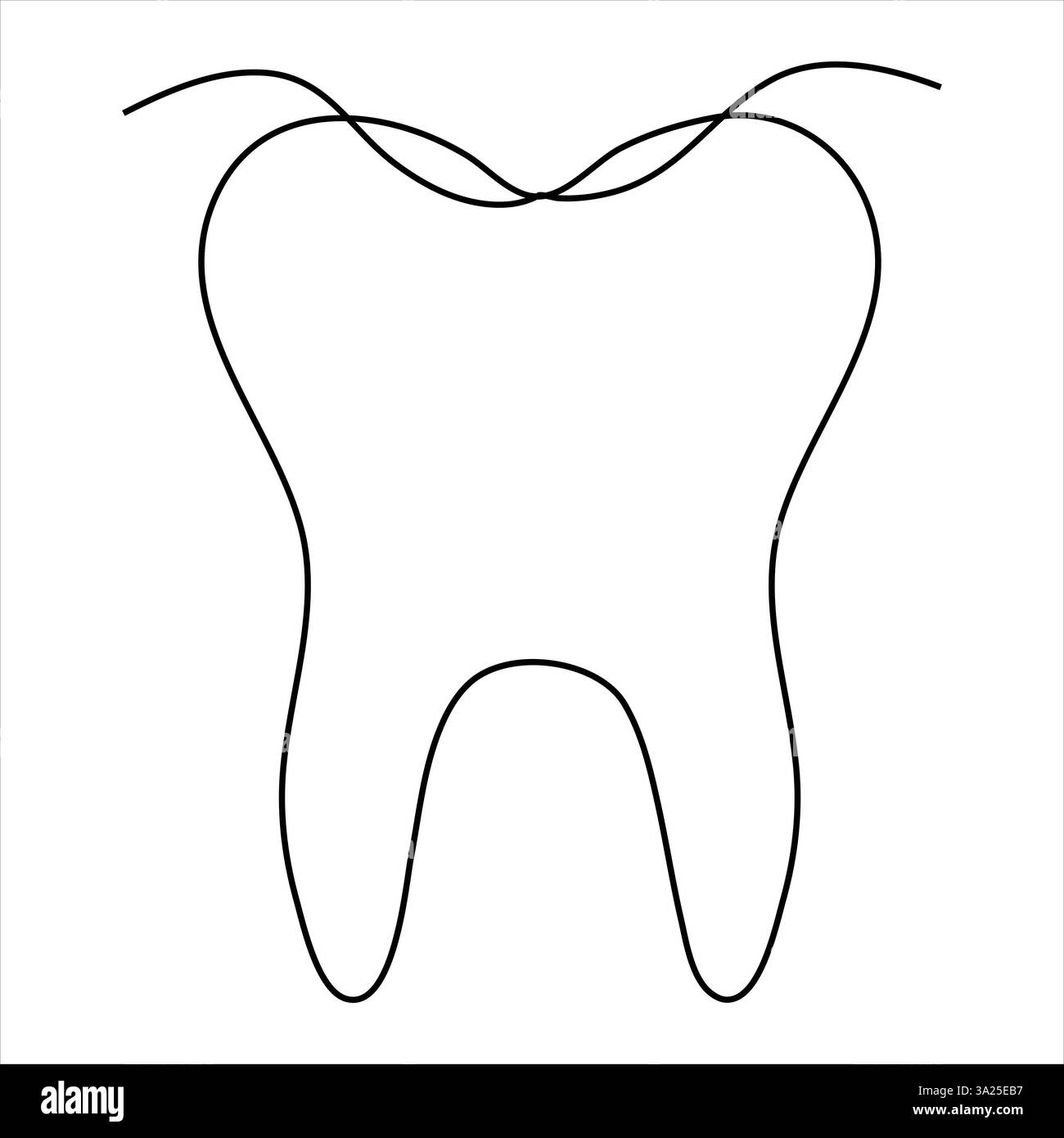 Continuous single line art drawing tooth outline vector sketch ...