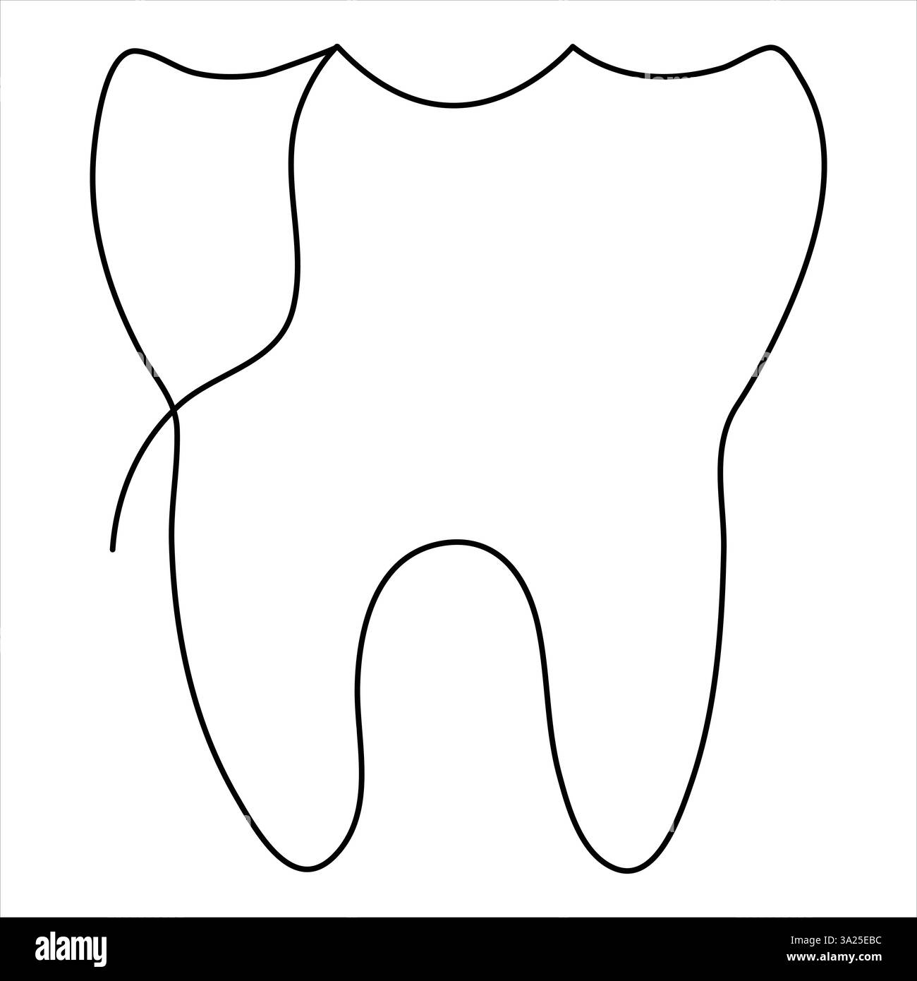 Continuous single line art drawing tooth outline vector sketch ...