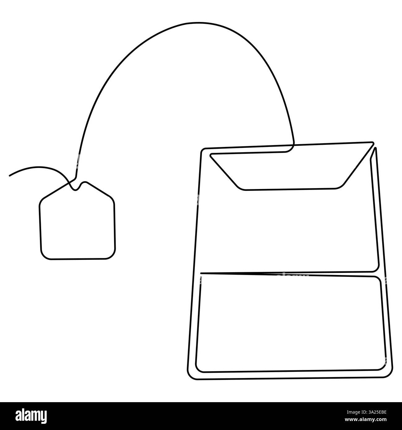 Continuous single line art drawing of paper tea bag icon and Hot herbal ...