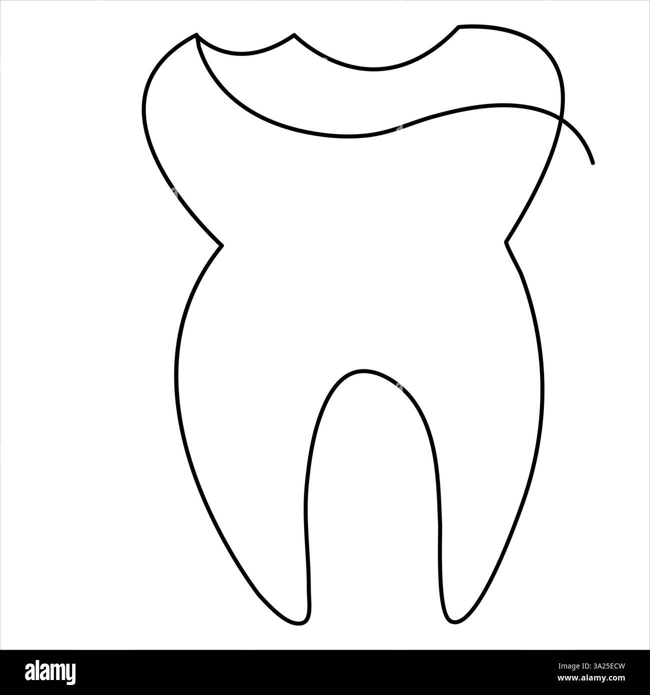 Continuous single line art drawing tooth outline vector sketch ...