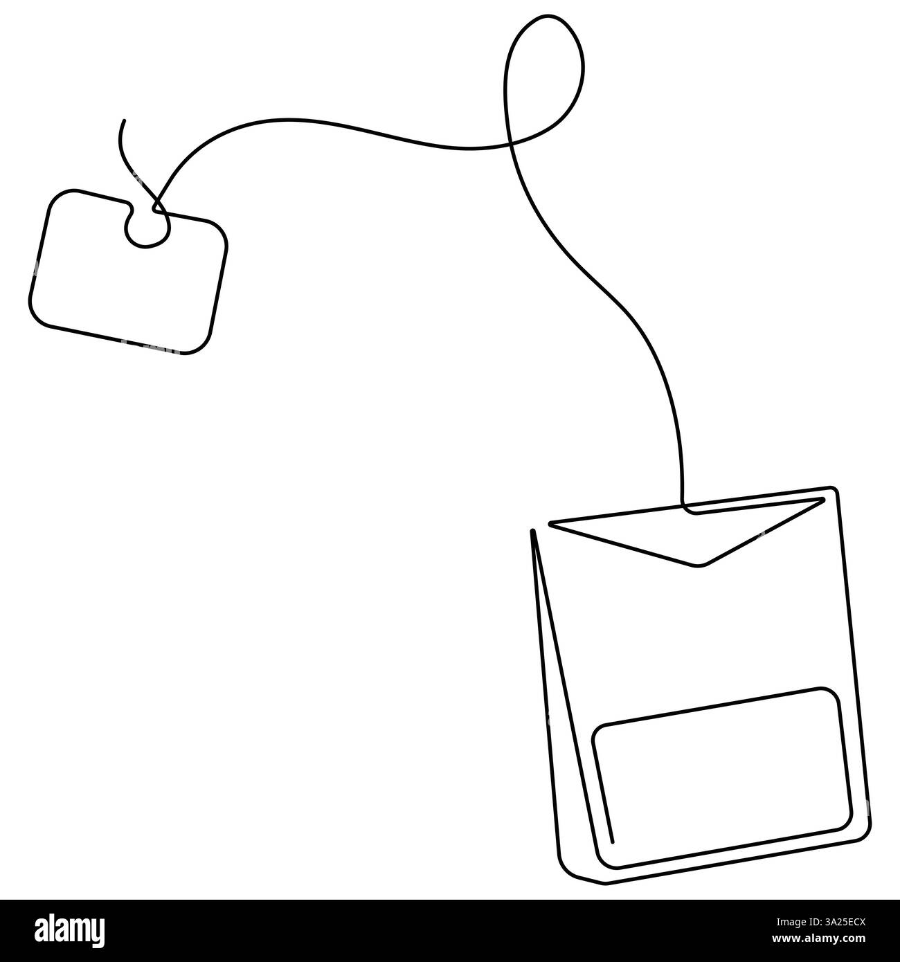 Continuous single line art drawing of paper tea bag icon and Hot herbal ...