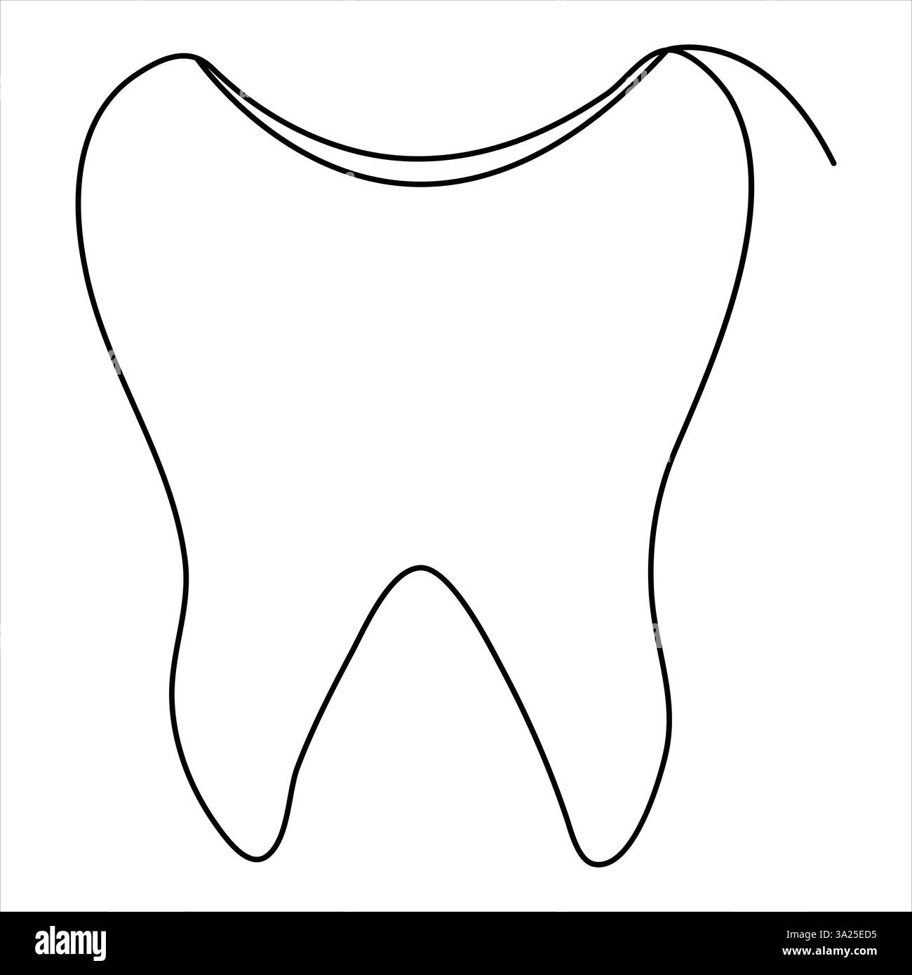 Continuous single line art drawing tooth outline vector sketch ...
