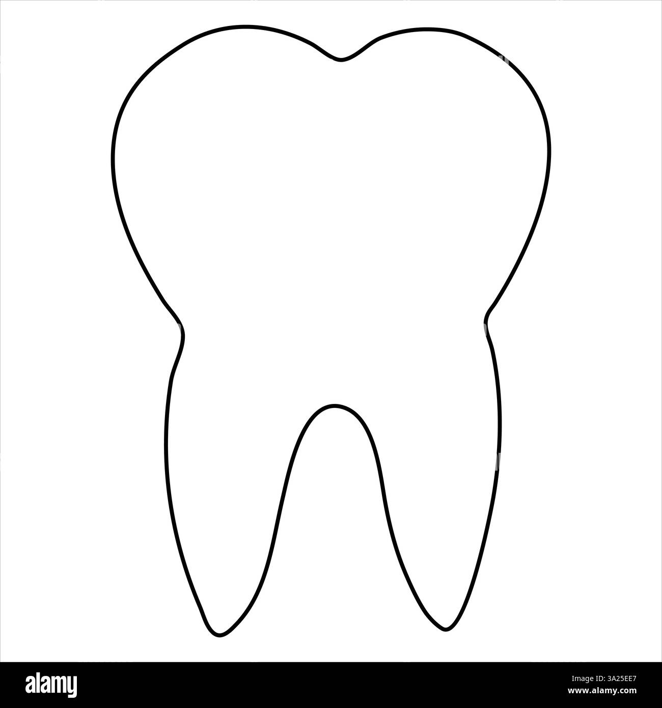 Continuous single line art drawing tooth outline vector sketch ...