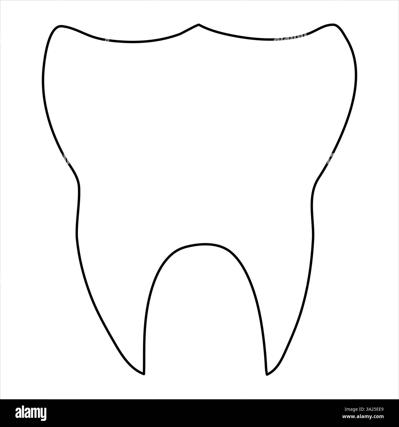 Continuous single line art drawing tooth outline vector sketch ...