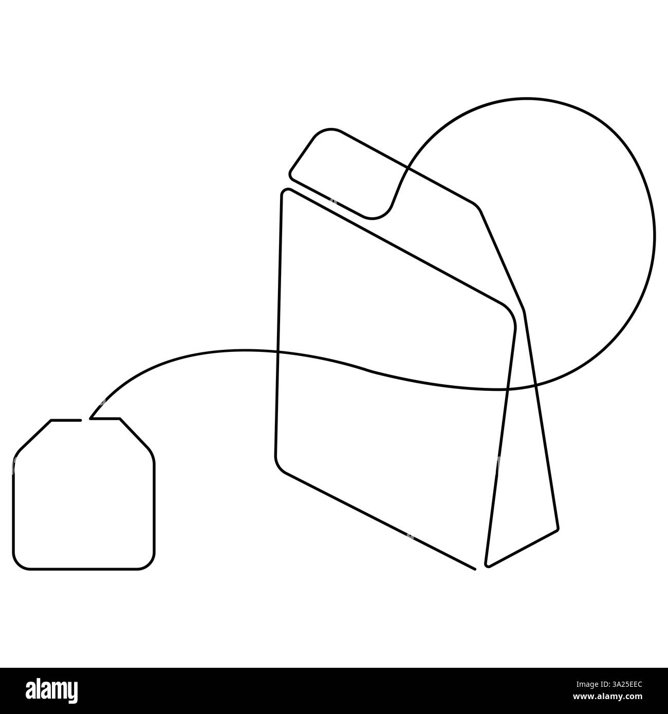Continuous single line art drawing of paper tea bag icon and Hot herbal ...